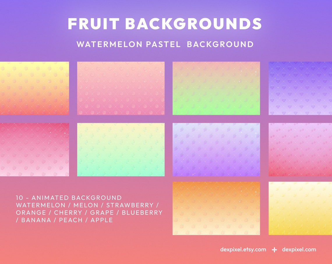Animated Fruit Backgrounds Vtuber Stream Backgrounds | Pastel Animated ...