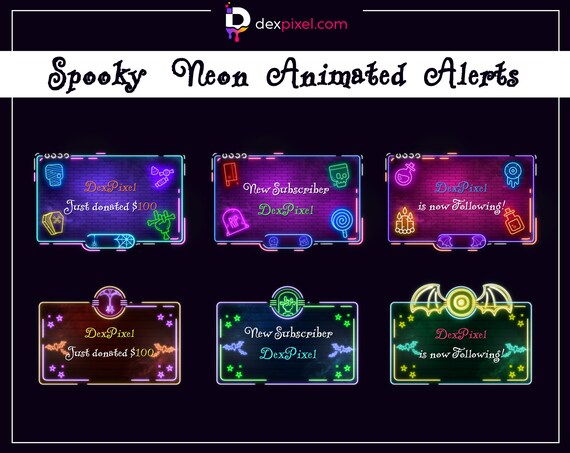 Spooky Animated Neon Stream Alert With Sound. Colorful Neon | Etsy