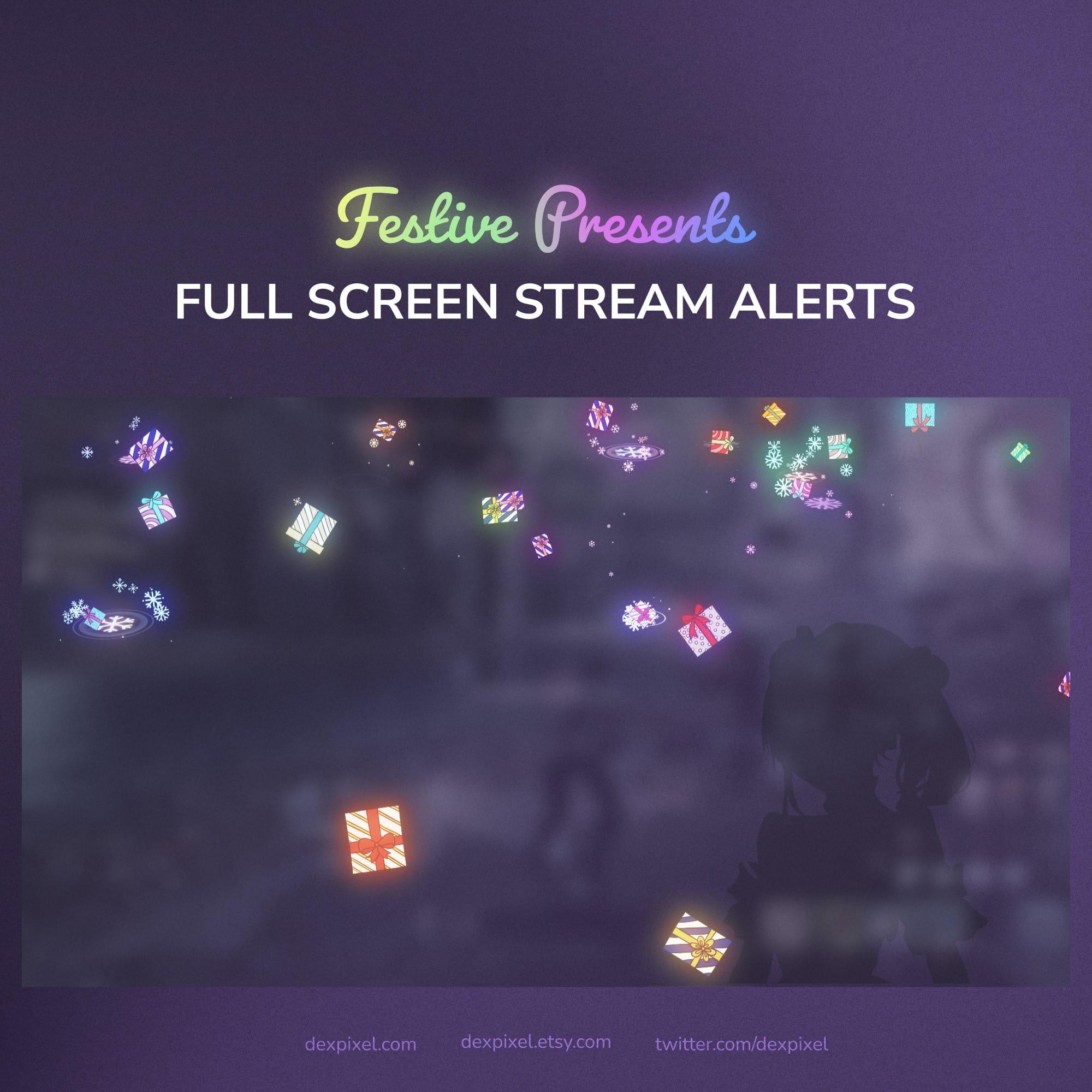 Glowing Falling Christmas Presents Alerts | Full-screen Festive Winter ...