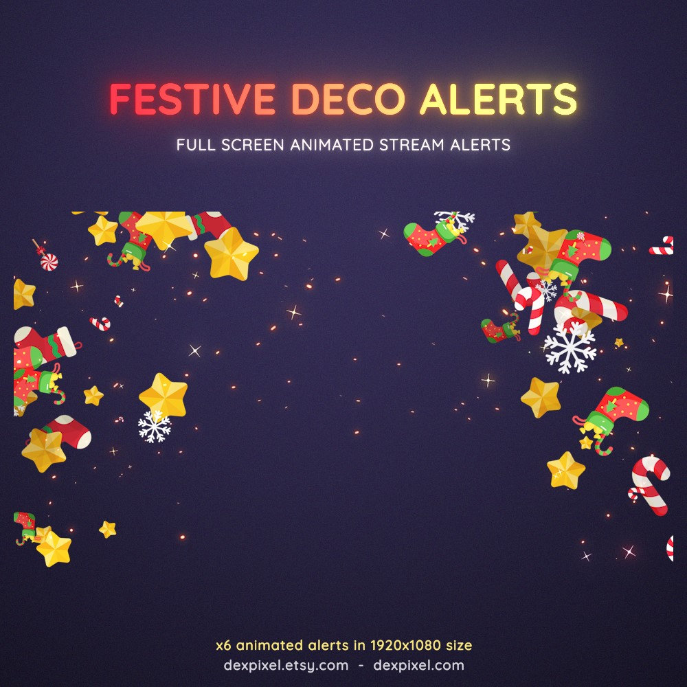 Festive Gifts Christmas Full Screen Animated Stream Alerts | X5 ...
