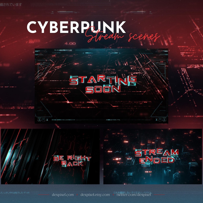 Cyberpunk Animated Stream Scenes | Red Blue Neon Overlays - Etsy UK