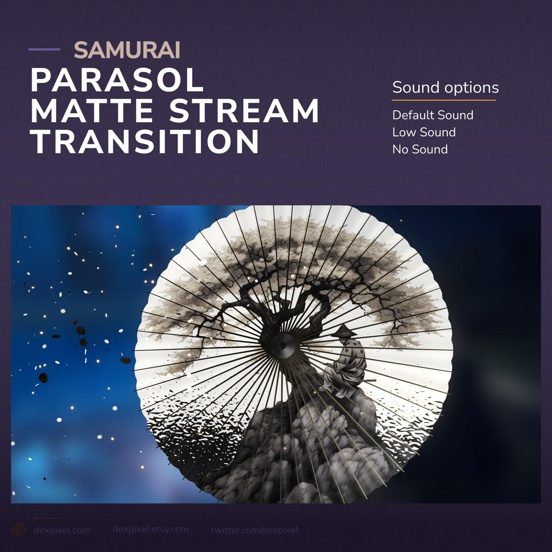 Samurai Parasol Matte Stream Transition | Animated OBS Stinger With Oriental Theme for Twitch - Etsy