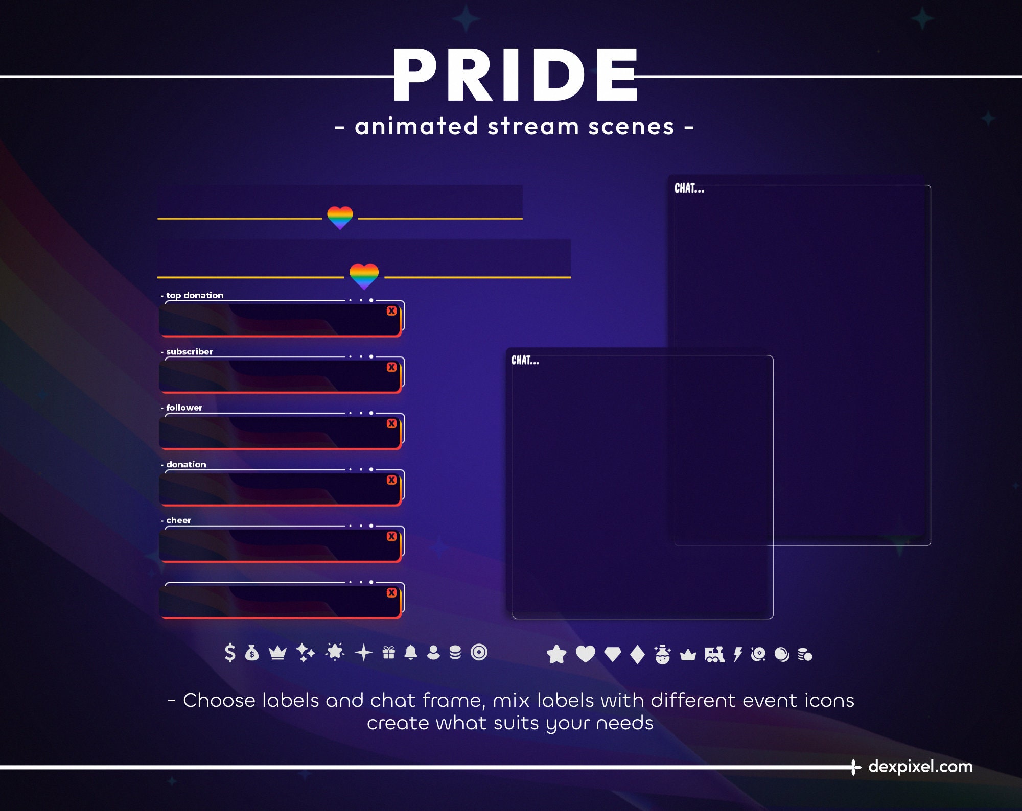 Pride Rainbow Colors Twitch Stream Scenes | Twitch Animated Overlays ...