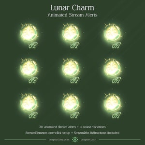 Green Lunar Charm Celestial Animated Stream Alerts | X20 Animated ...