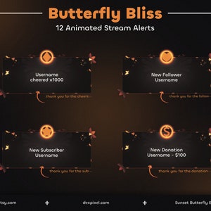 Butterfly Bliss Sunset Orange Pastel Alerts | Butterflies Twitch Alerts ...