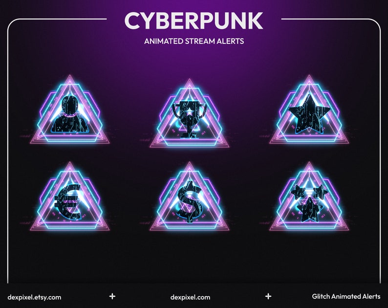Cyberpunk Purple Animated Twitch Stream Alerts | Sci Fi Alerts for ...