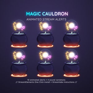 Magic Cauldron Witch Animated Stream Alerts | X10 Animated Alerts With Sound | Vtuber Twitch ...