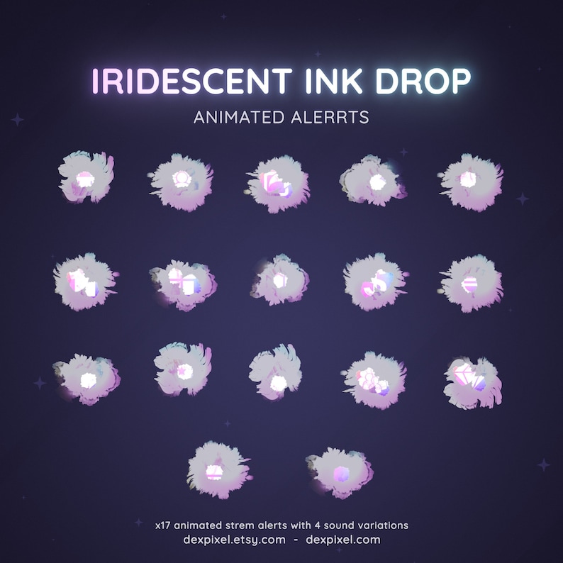 Iridescent Ink Drop Animated Twitch Alerts | Stream Notifications (17 ...
