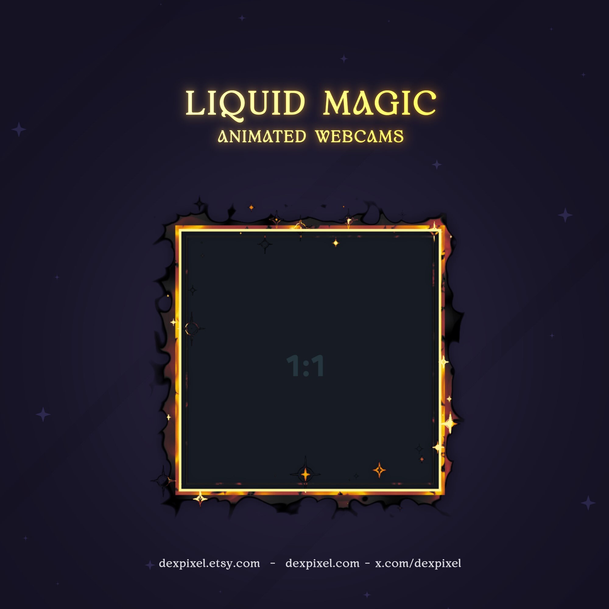 Black Gold Cute Animated Liquid Magic Stream Webcam | Pastel Twitch ...