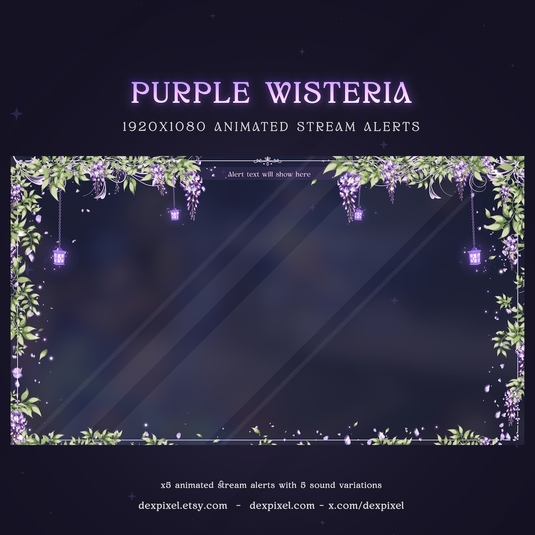 Purple Wisteria Blooming Animated Stream Alerts | Floral Botanic ...