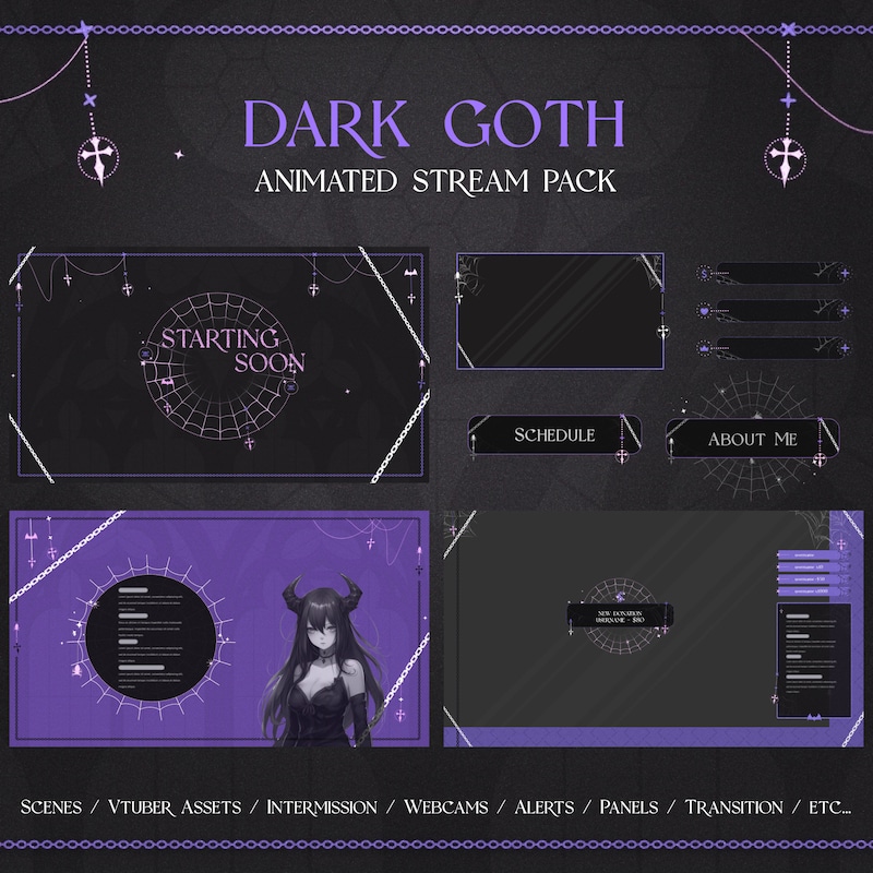 Goth Twitch Overlay - Etsy