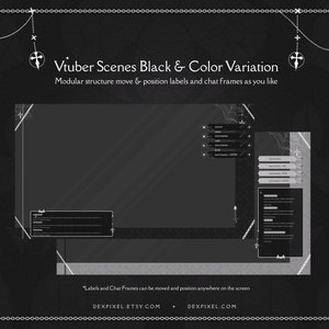 Vtuber Black and White Goth Animated Stream Pack | Chatting Game Animated Overlays | Vampire ...