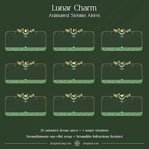 Green Lunar Charm Celestial Animated Stream Alerts | X20 Animated ...