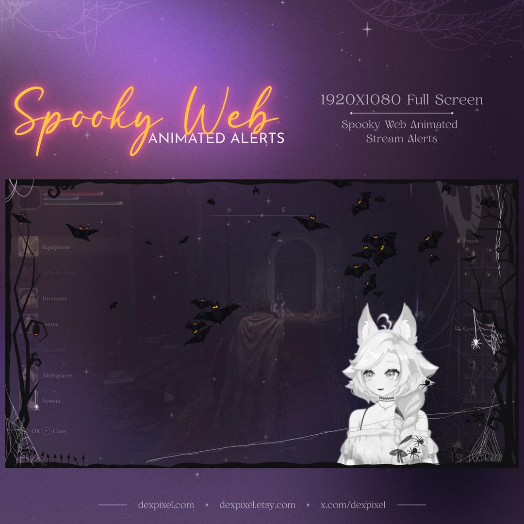 Spooky Web Animated Stream Alerts | Halloween Spider Web and Bats ...