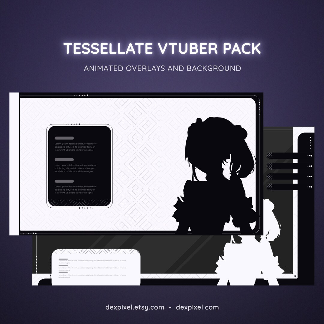 Black and White Tessellate Vtuber Stream Pack | Animated Pattern Stream ...
