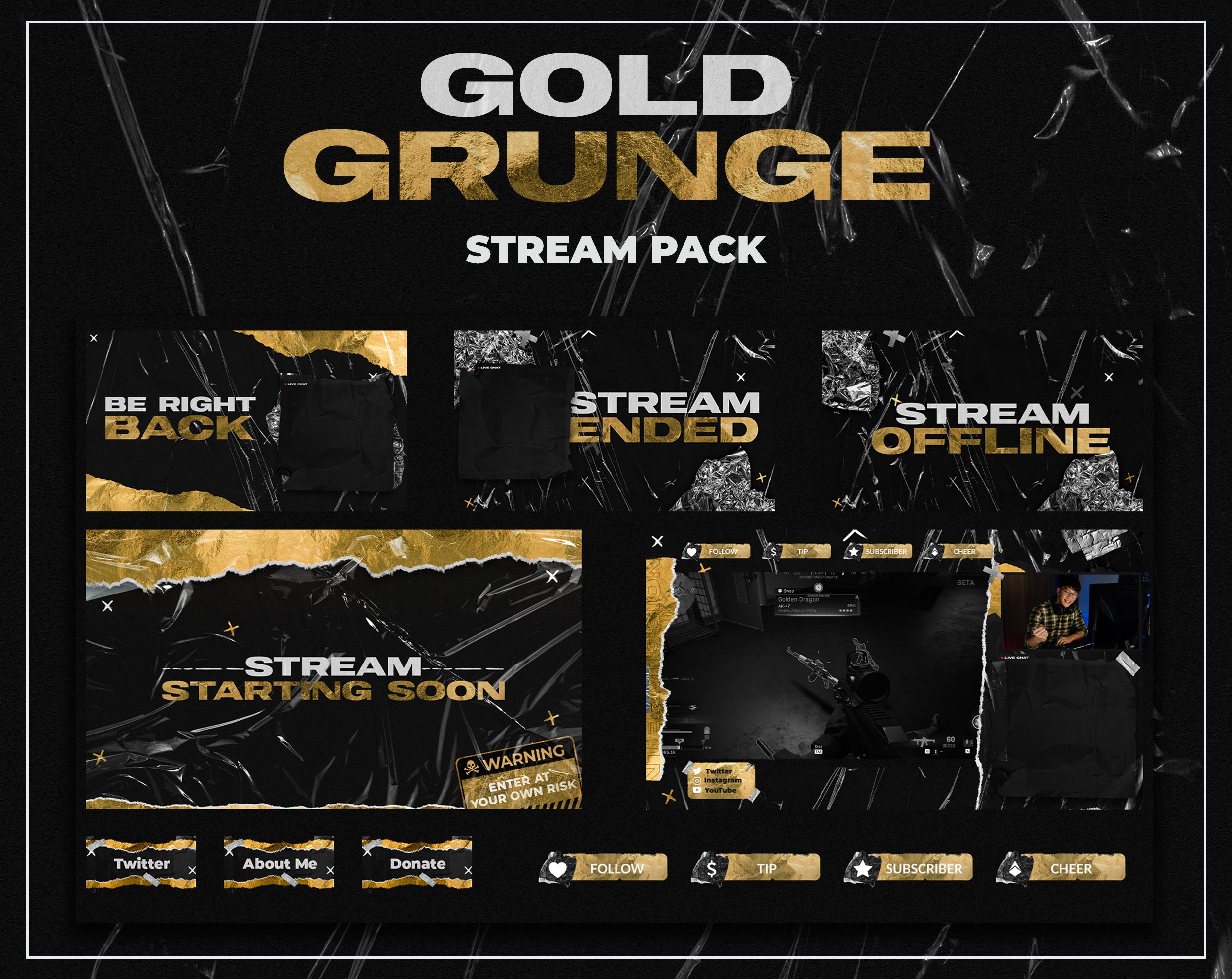 Gold Grunge Stream Livestream Package Twitch Streaming | Etsy