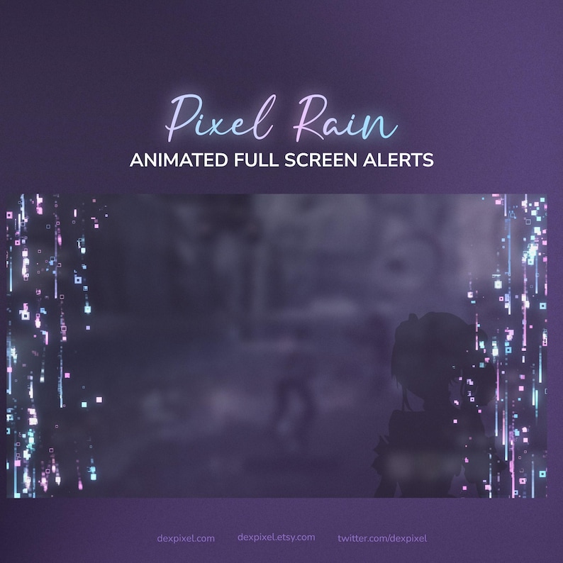 Pixel Rain Pink and Blue Vtuber Animated Stream Alerts – Full Screen ...
