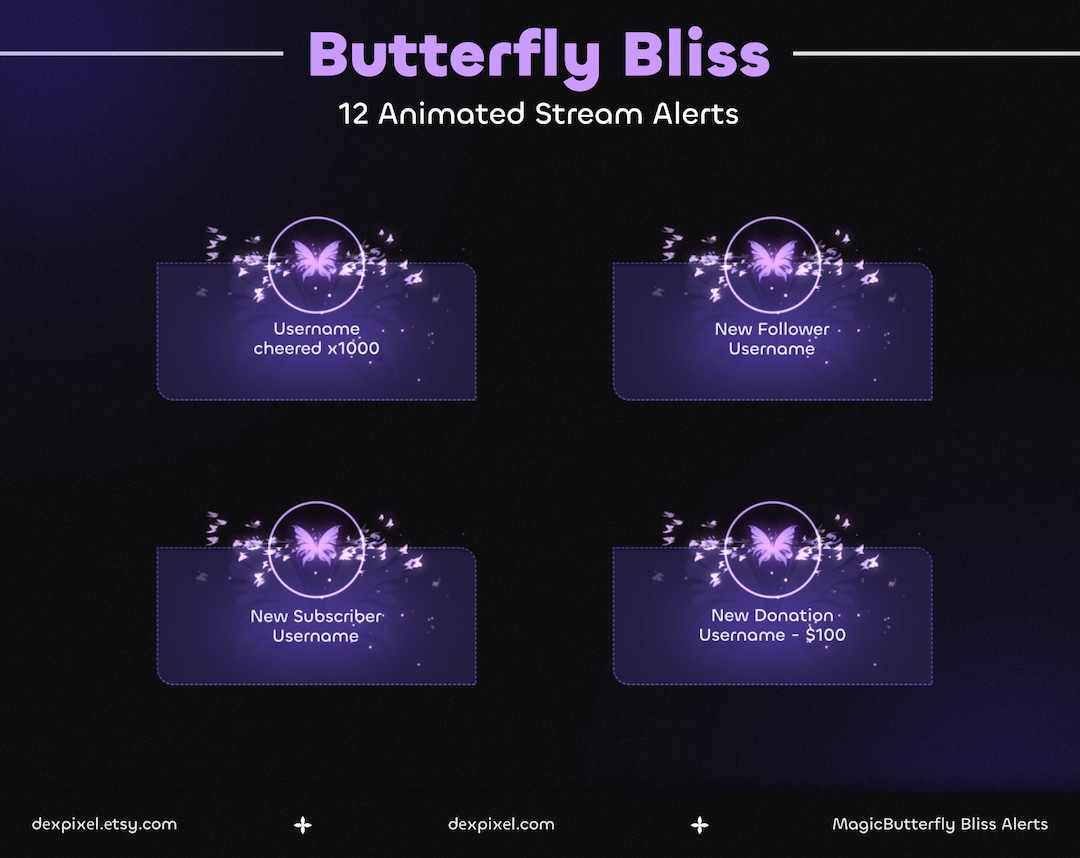 Butterfly Bliss Purple Magic Alerts | Butterflies Twitch Alerts | Cute ...