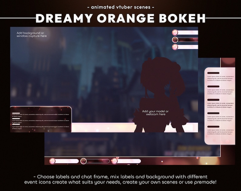 Orange Bokeh Vtuber Stream Pack | Animated Lofi Overlays - Etsy