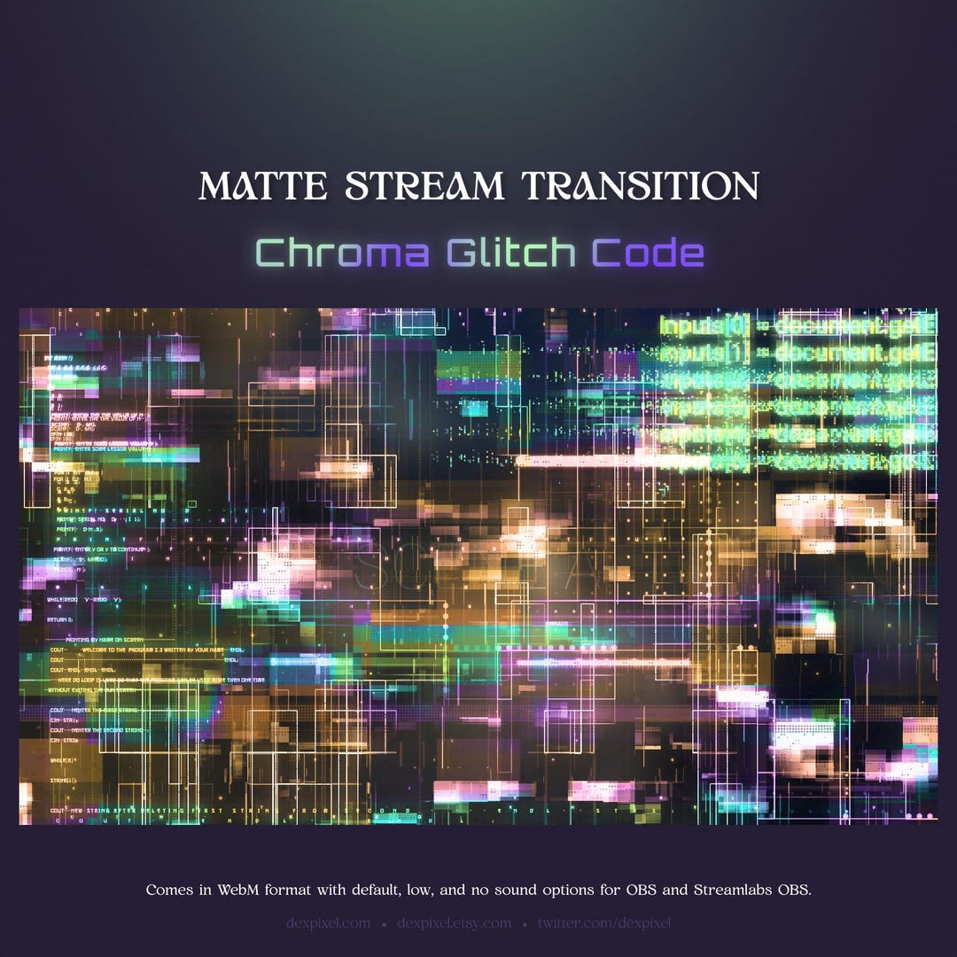 Glitch Code Stream Transition: Cyberpunk Stinger for OBS & Twitch (webm ...