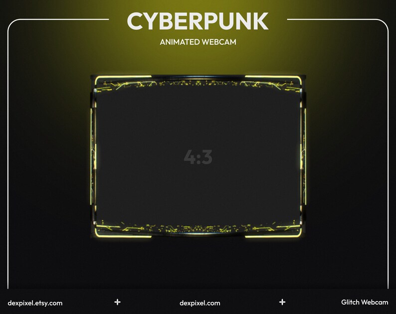Cyberpunk Yellow Blue Animated Stream Webcam Glitch Stream - Etsy