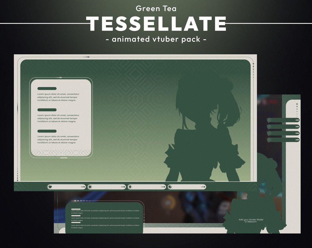 Green Tea Tessellate Vtuber Stream Pack Animated Pattern - Etsy
