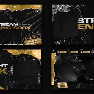 Gold Grunge Stream Livestream Package Twitch Streaming Overlays Panels ...
