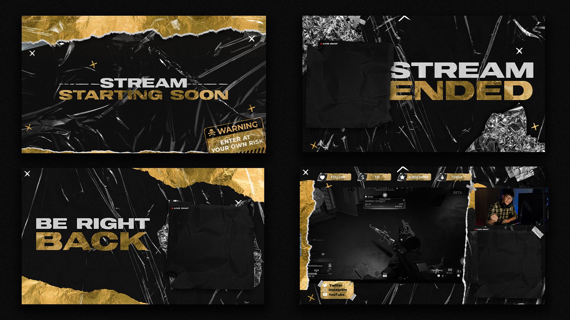 Gold Grunge Stream Livestream Package Twitch Streaming | Etsy