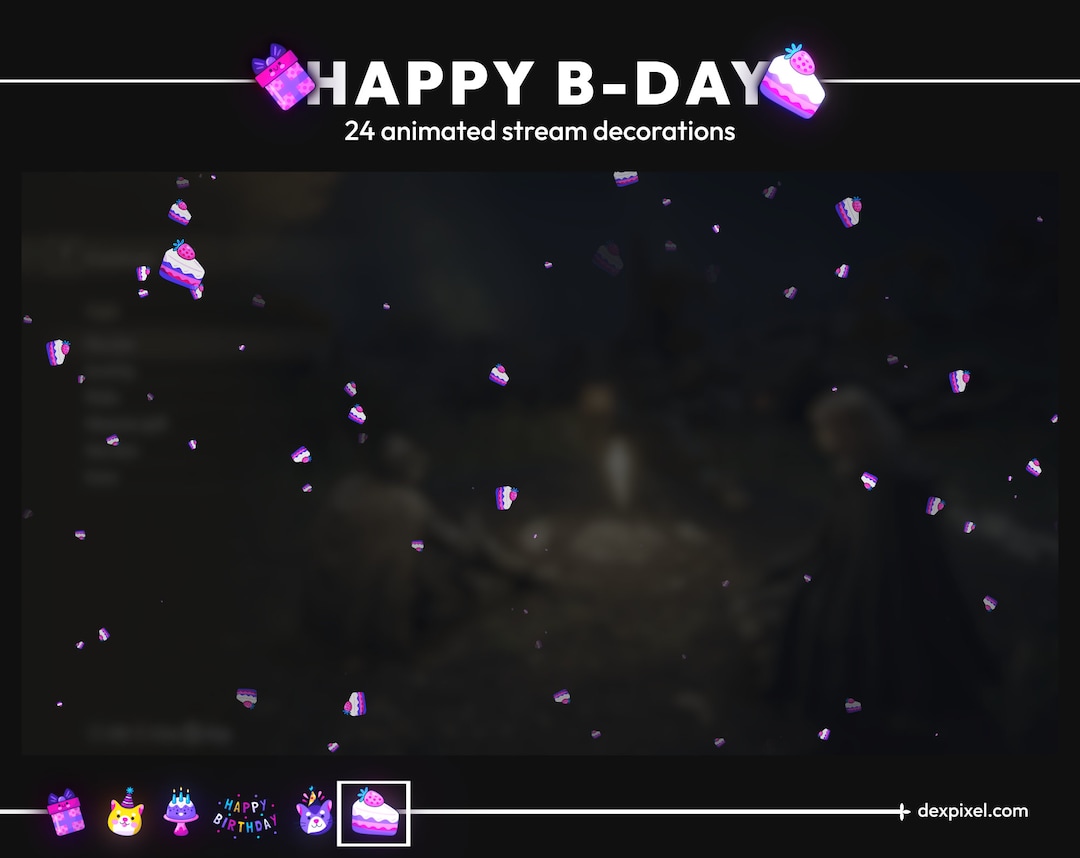 Happy Birthday Falling Stream Decoration | 24 Animated Celebration ...