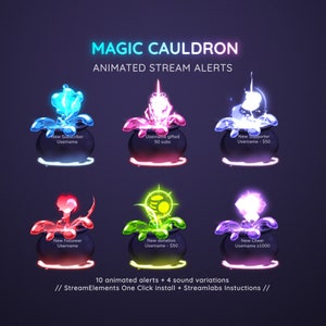 Magic Cauldron Witch Animated Stream Alerts | X10 Animated Alerts With Sound | Vtuber Twitch ...