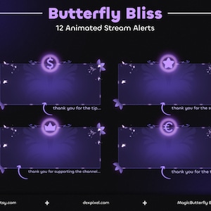 Butterfly Bliss Purple Magic Alerts | Butterflies Twitch Alerts | Cute ...