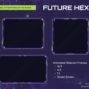 Purple Green Futuristic Hexagonal Animated Stream Pack | Hex Glitch ...