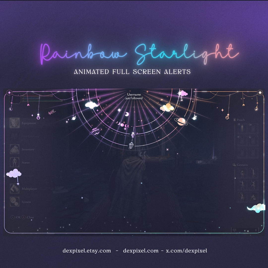 Rainbow Starlight Animated Stream Alerts | Elegant Celestial Stream ...