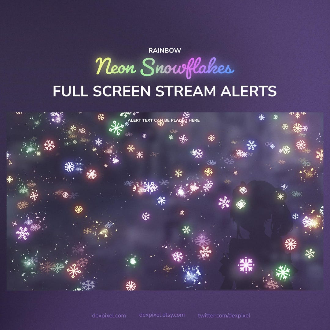 Rainbow Neon Snowflakes Alerts | Full-screen Festive Winter Animated ...
