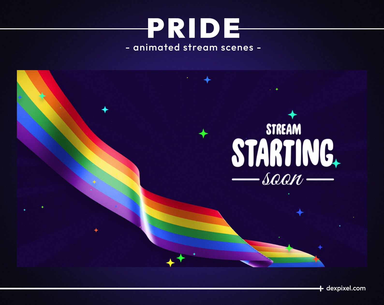 Pride Rainbow Colors Twitch Stream Scenes | Twitch Animated Overlays ...