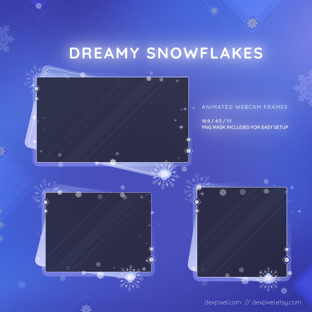 Purple Blue Animated Snowflakes Stream Webcam | Animated Twitch Stream ...