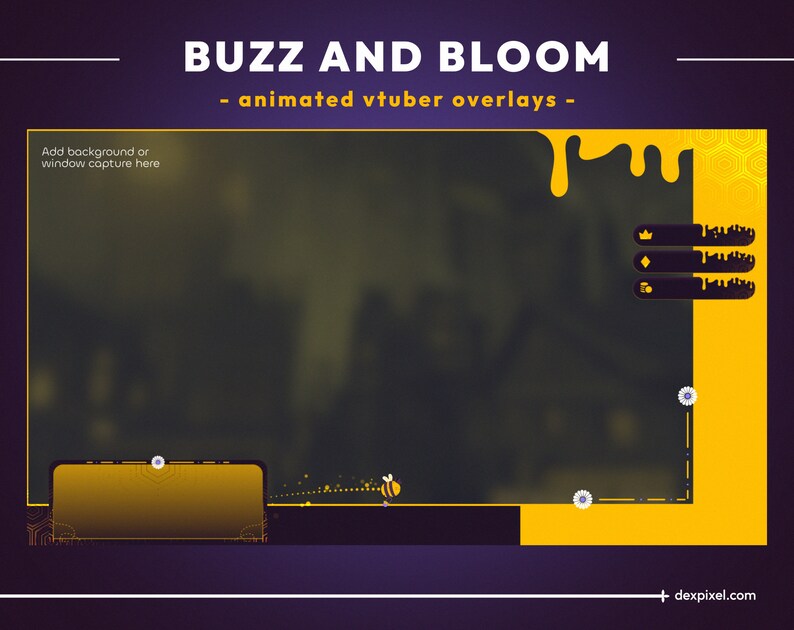 Buzz and Bloom Cute Bee Vtuber Stream Pack Bees & Honey - Etsy