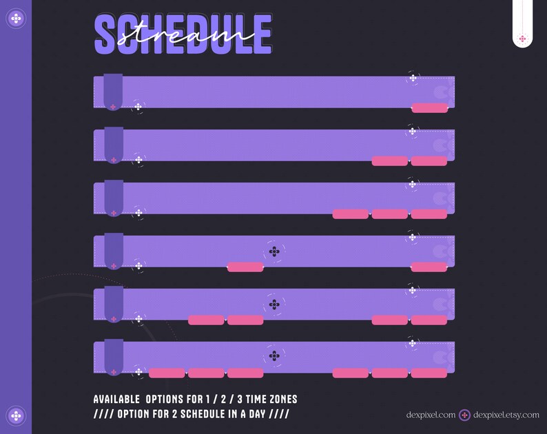 Purple Pink Stream Schedule | Vtuber Weekly Planner (canva & PSD) - Etsy