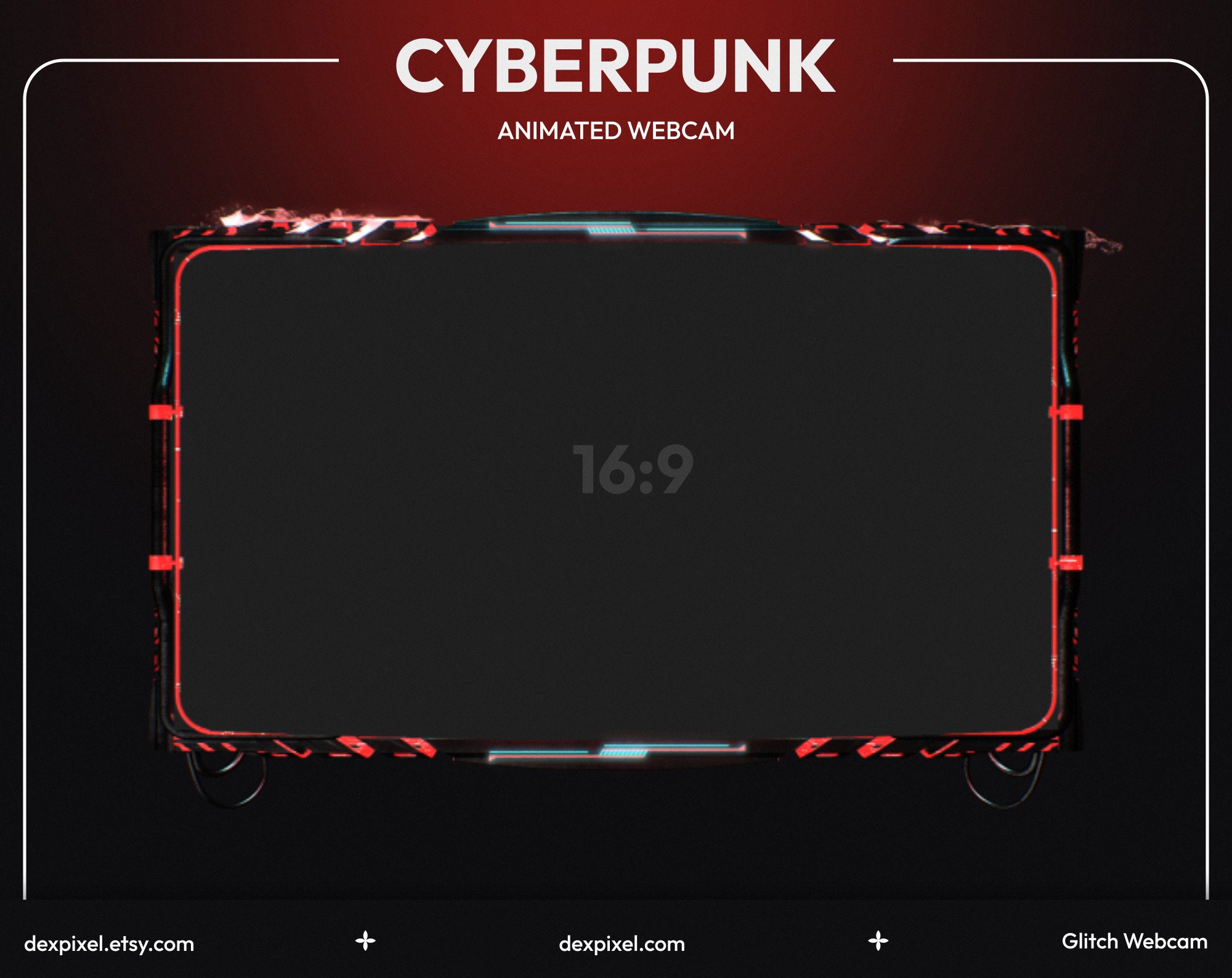 Cyberpunk Animated Stream Webcam Border | Glitch Neon Frame (webm ...
