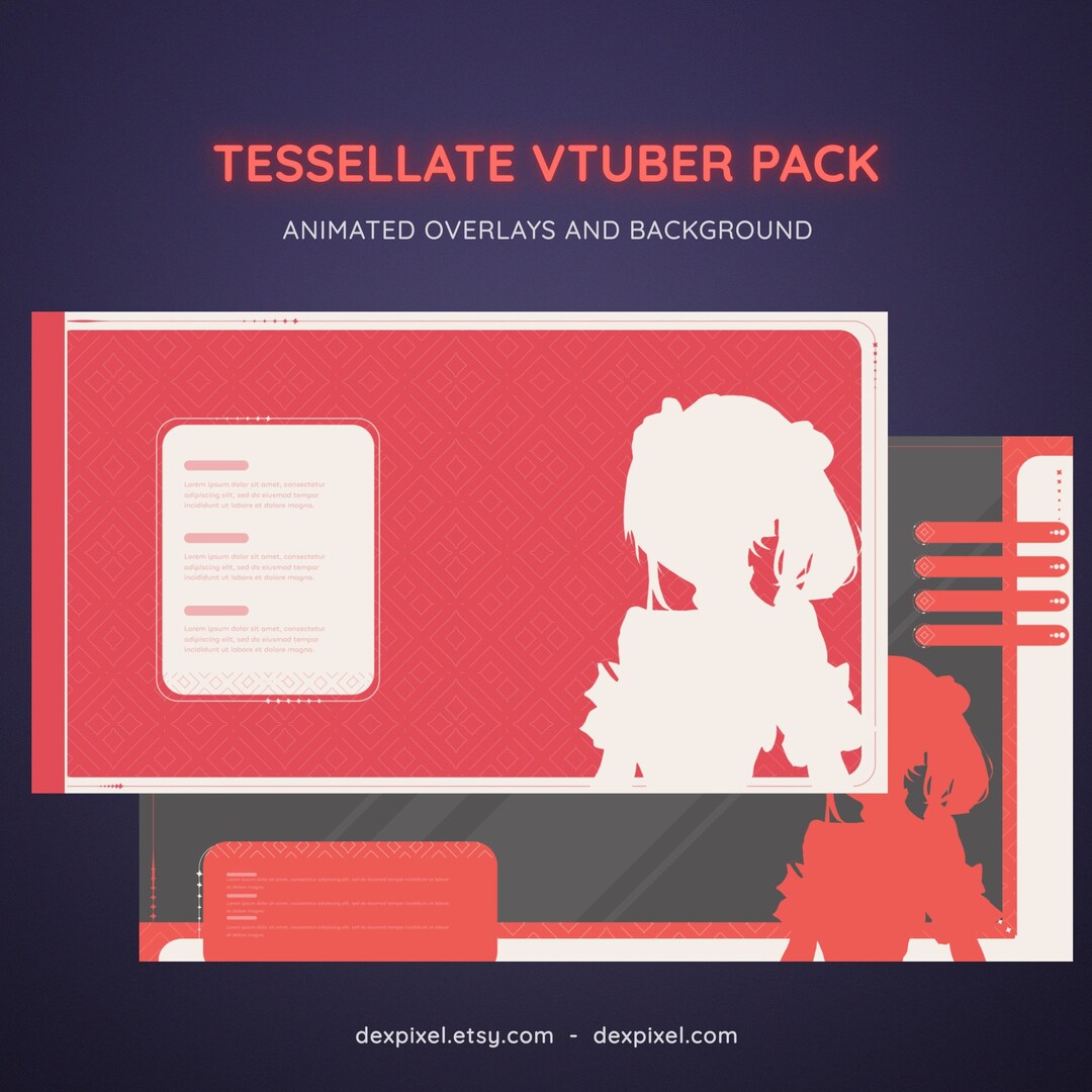 Coral Red Tessellate Vtuber Stream Pack | Animated Pattern Stream ...