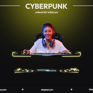 Cyberpunk Yellow Blue Animated Stream Webcam | Glitch Stream Came ...