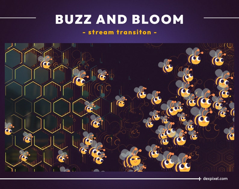 Buzz and Bloom Cute Bees Cartoon Transition | Spring Stream Transition ...