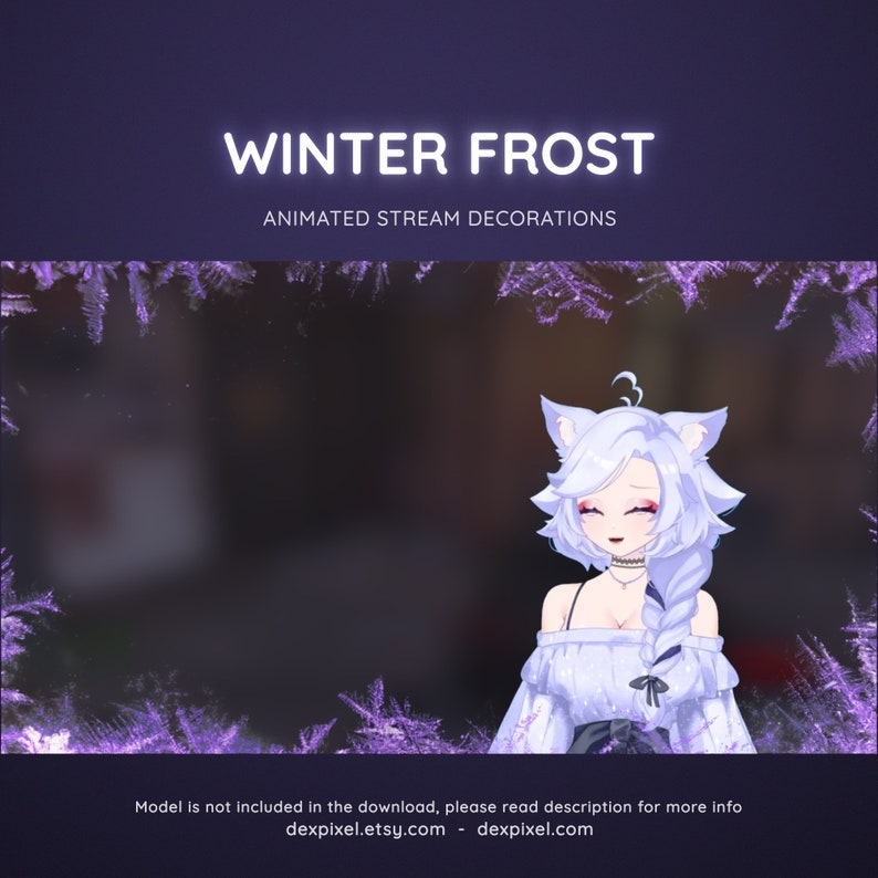 Vtuber Winter Frost Animated Stream Overlay: Festive Twitch Holiday ...