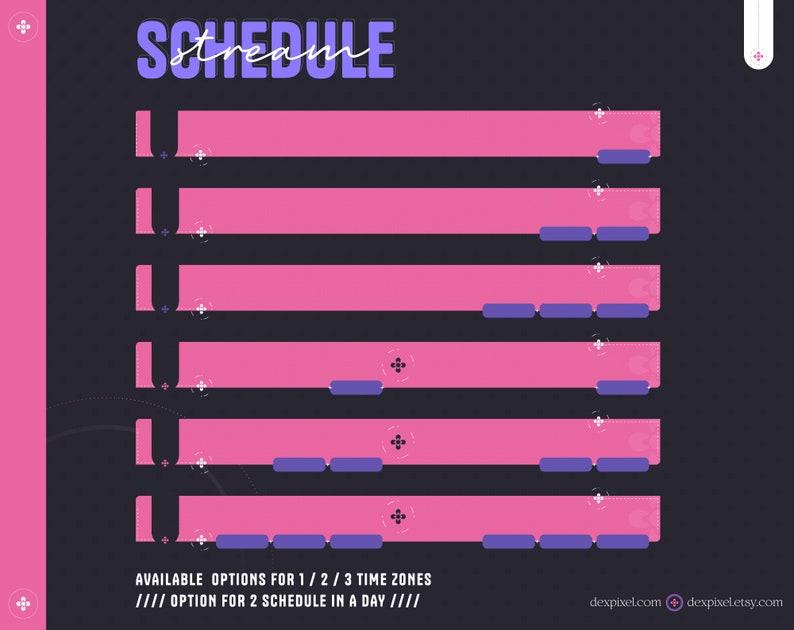Purple Pink Stream Schedule | Vtuber Weekly Planner (canva & PSD) - Etsy