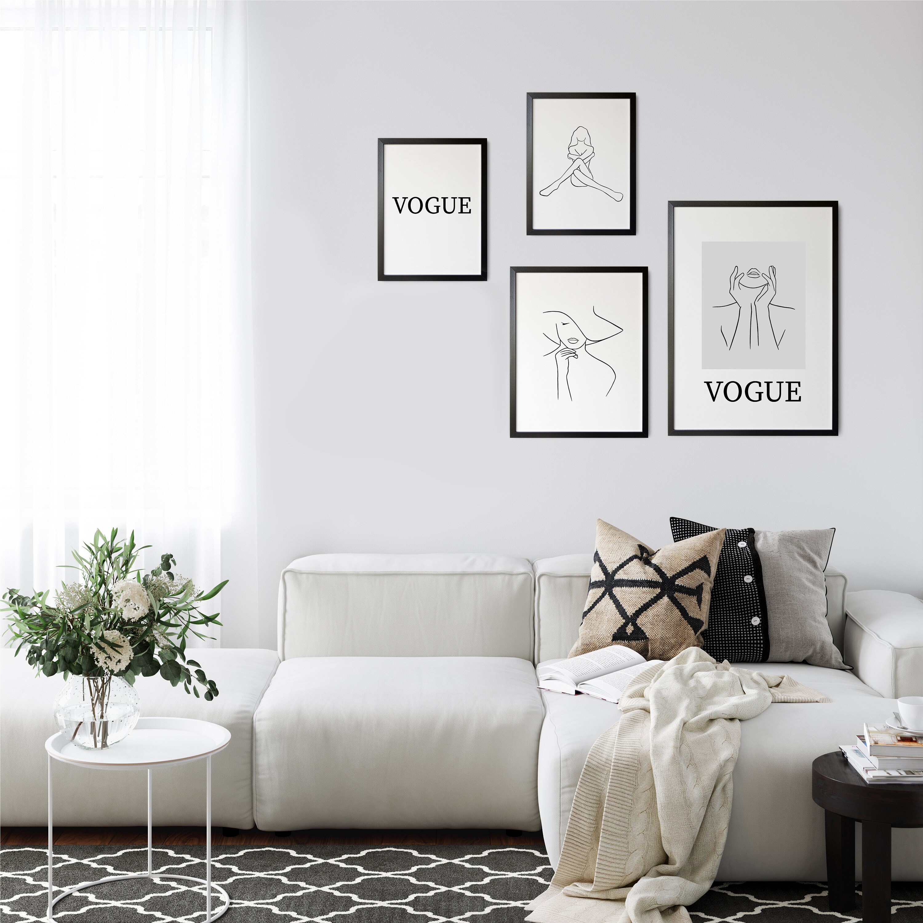 Set of 4 Vogue Prints Vogue Wall Art Woman One Line Drawing | Etsy