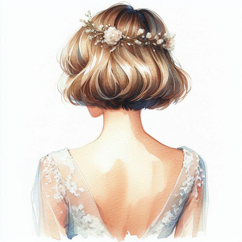 Bride Back View Watercolor Clipart | Wedding Clipart, Bride Clipart ...