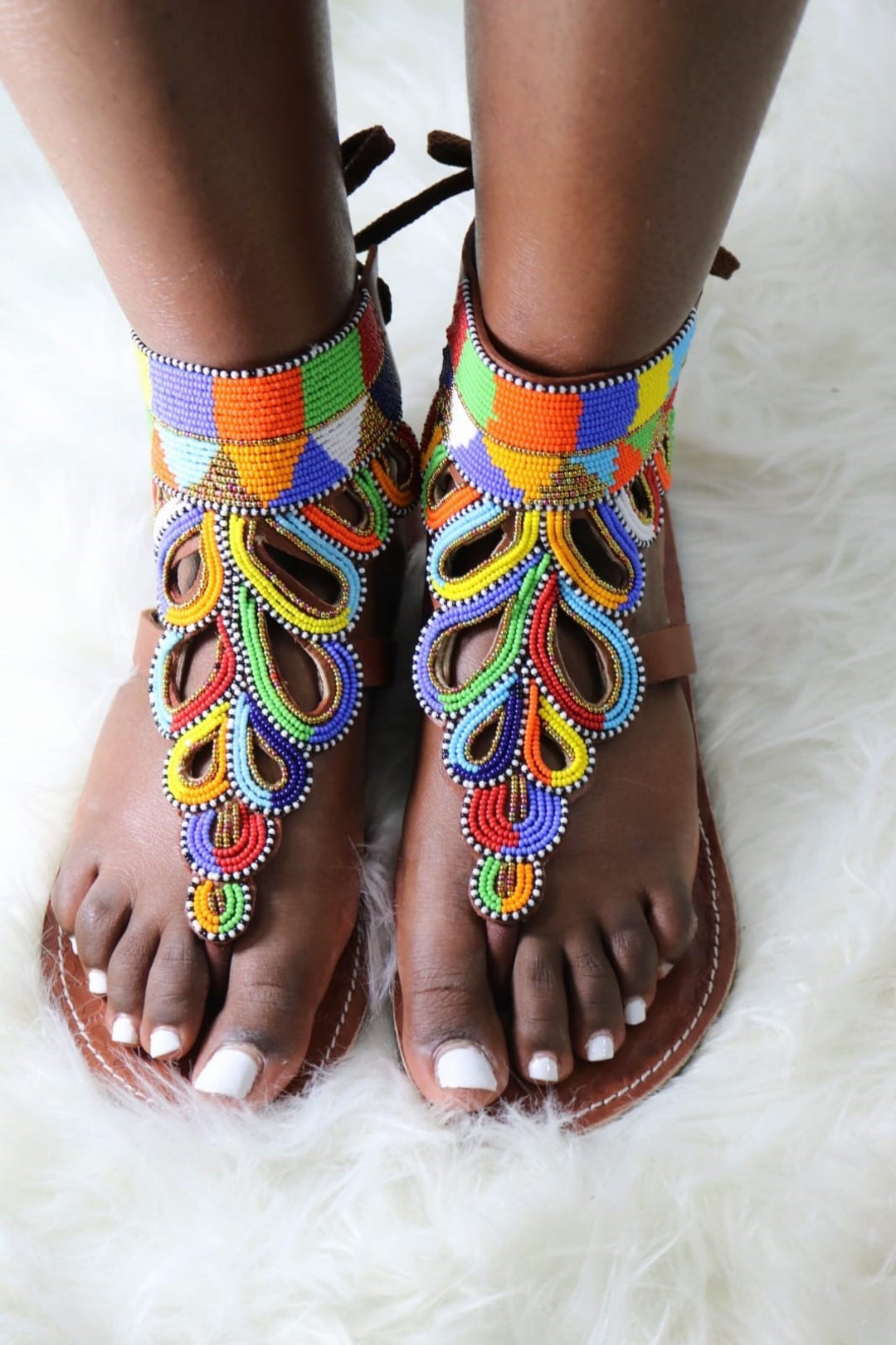 Emma African Maasai Beaded Sandals - Etsy