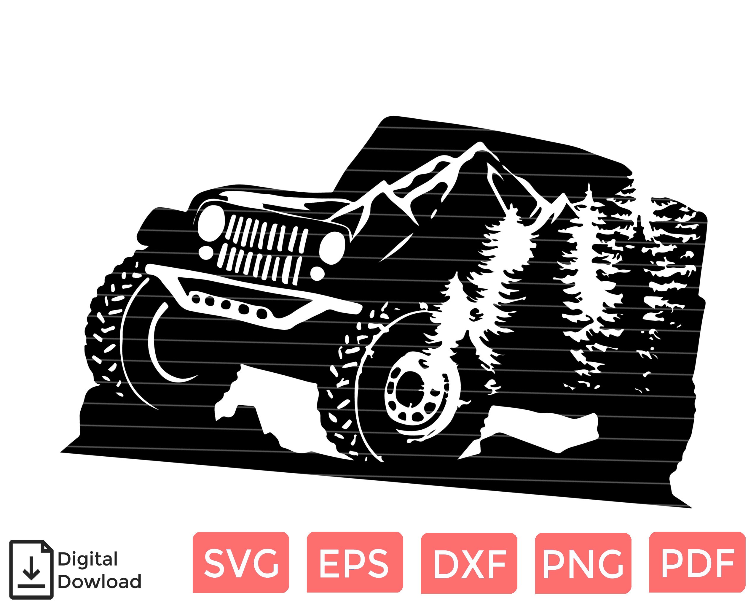 Mountain Jeep 1 SVG Dateien für Silhouette Dateien für | Etsy