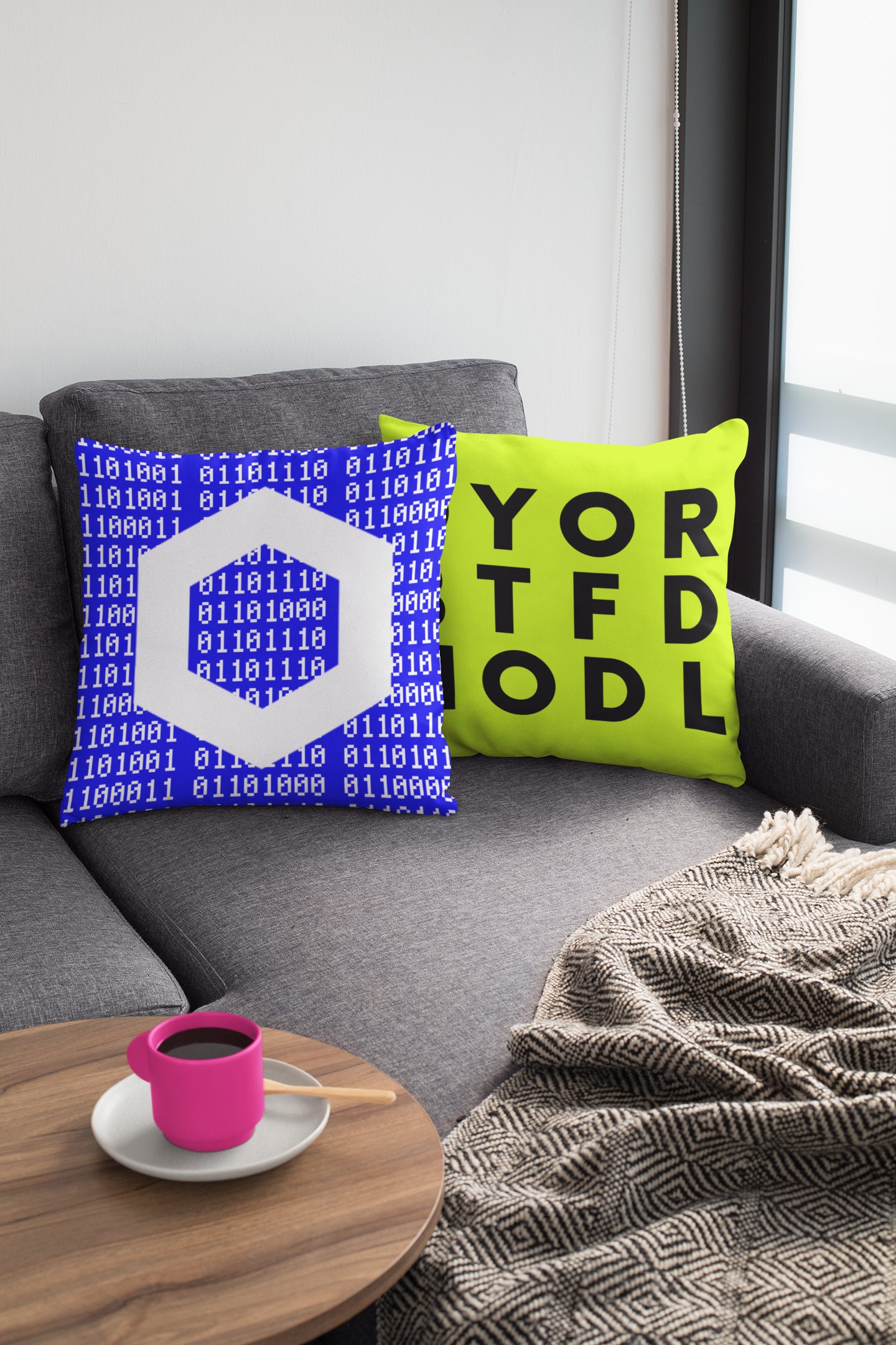 Chainlink Binary Code Pillow LINK Blue Cryptocushion Home - Etsy