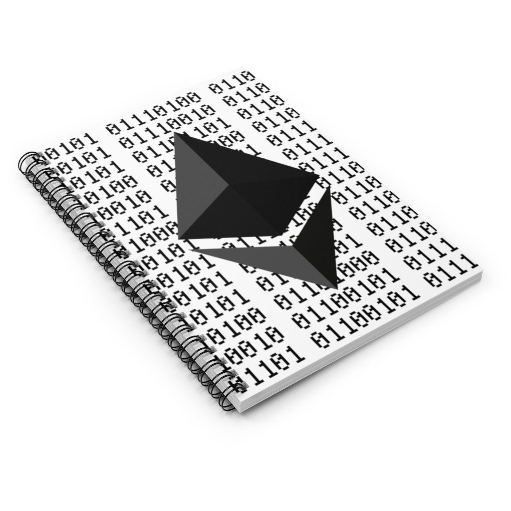 Ethereum Binary Code Notebook ETH Coder Nerd White Spiral Notepad ...